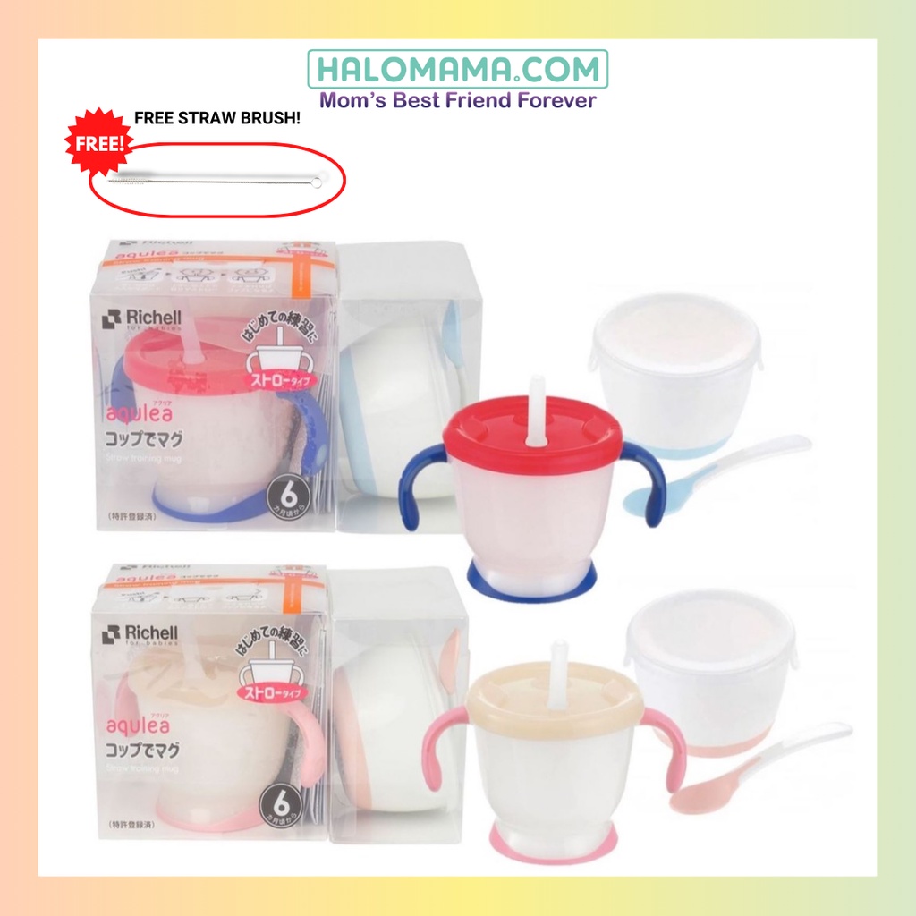 Richell Straw Training Mug Set + Weaning Starter Cup HALOMAMA | Shopee ...