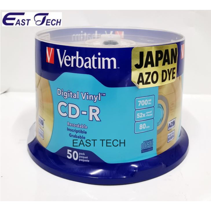 VERBATIM 63305 CD-R JAPAN AZO DYE DIGITAL VINLY CD-R CDR GOLD 700 MB 80 ...