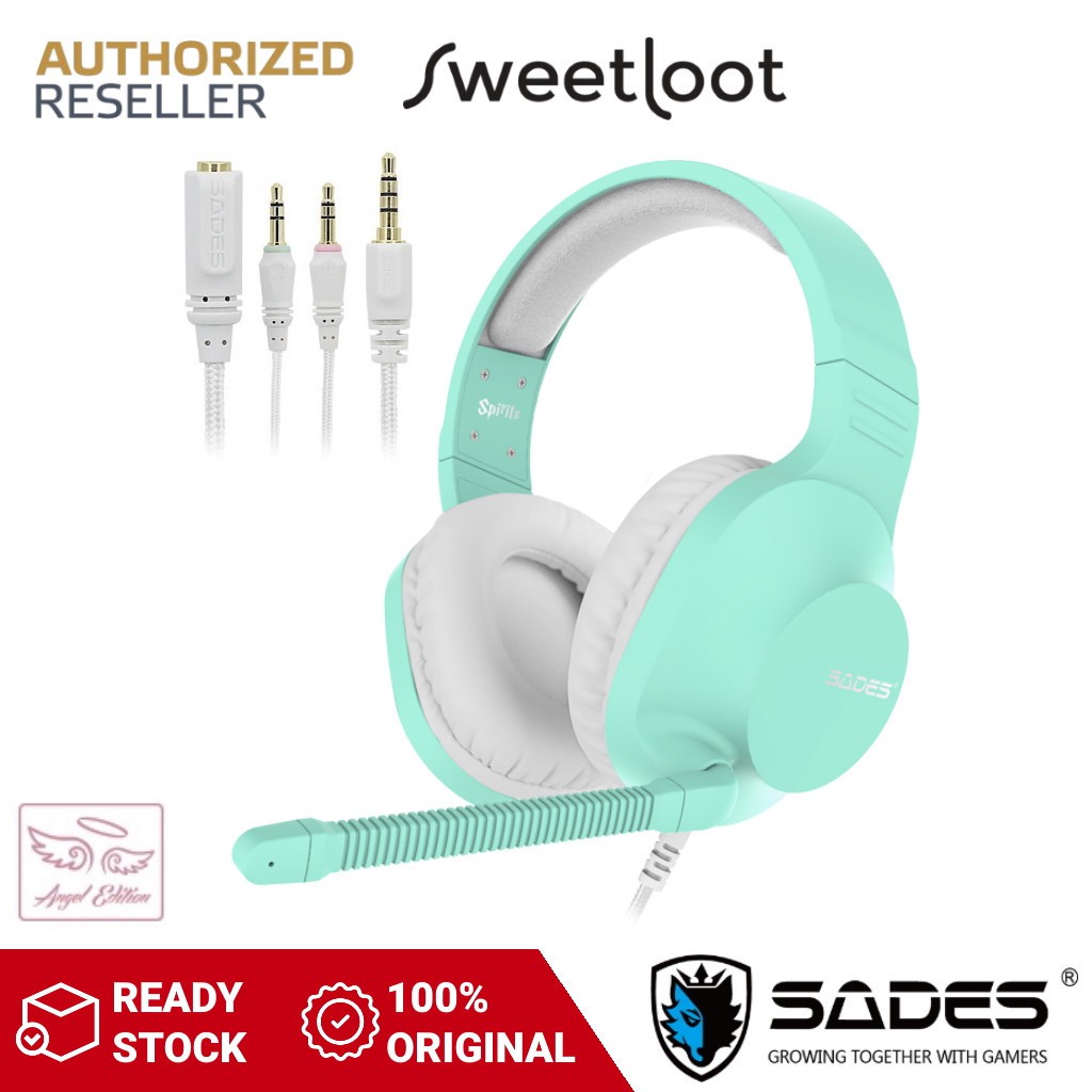 Sades Spirits Angel Edition Cyan Mint Multi Platform Gaming Headset ...