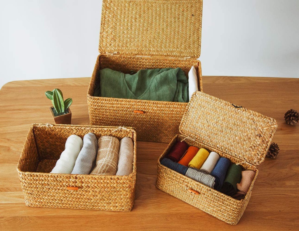 Rattan Basket Hamper Basket Bakul Mengkuang Rotan Handmade Woven Box ...