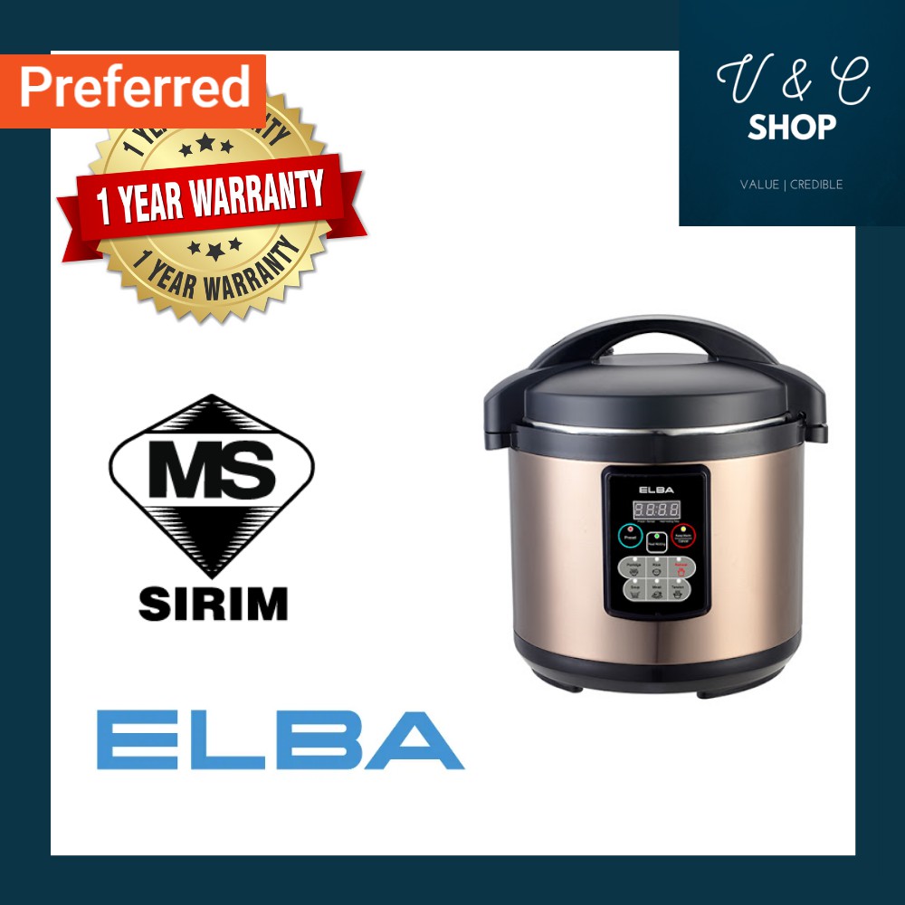 Elba Pressure Cooker EPC-J6010(CG) 1190W 6.0L LED Display with Variety ...