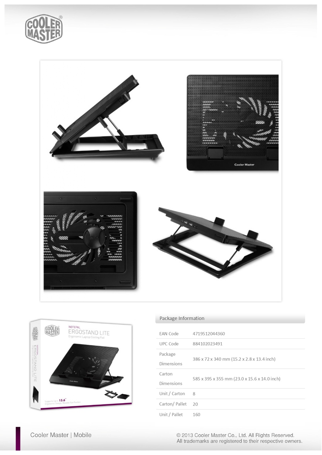 Cooler Master Ergostand Lite Cooling Pad Cm-R9-Nbs-Eslk-Gp | Shopee ...