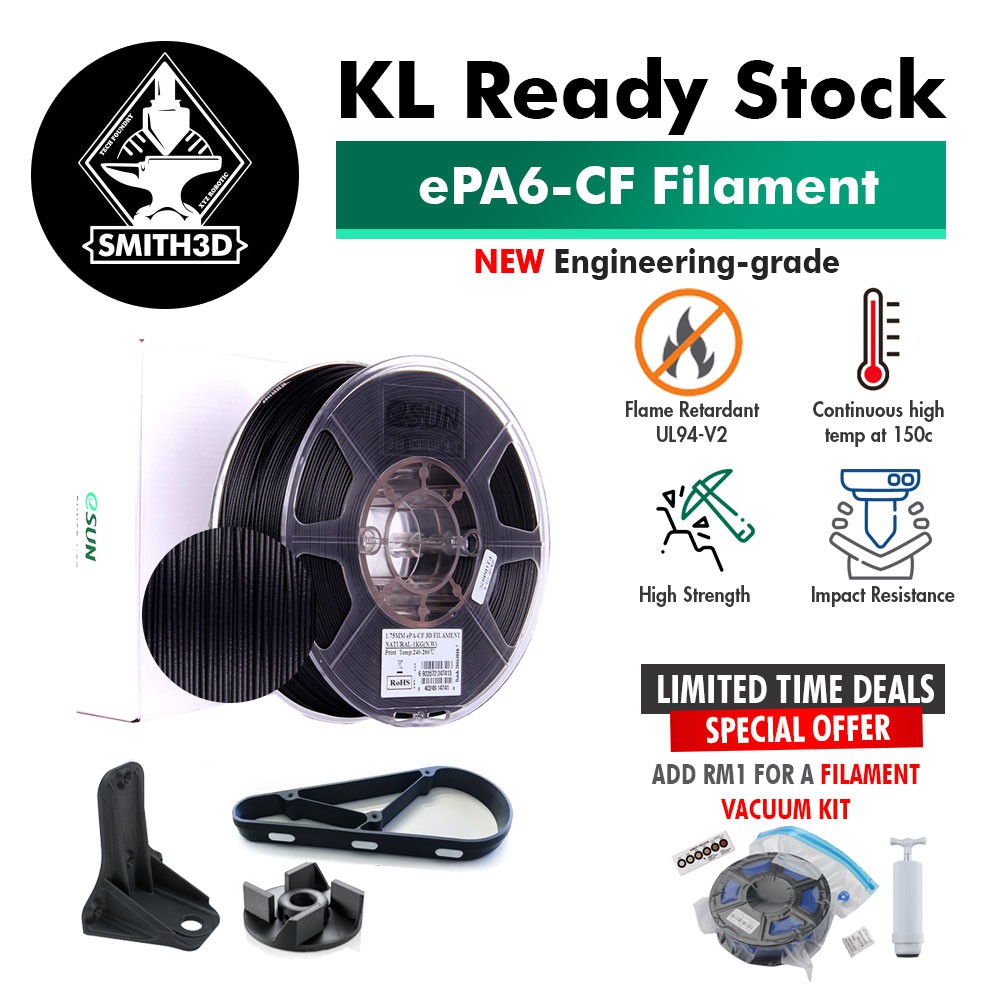eSUN ePA6-CF 0.75KG 1.75mm - High Temperature Nylon Carbon Fiber for 3D ...