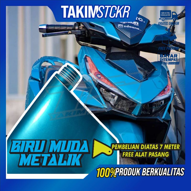 Metallic Light Blue sticker, Light Blue Metallic sticker | Shopee Malaysia