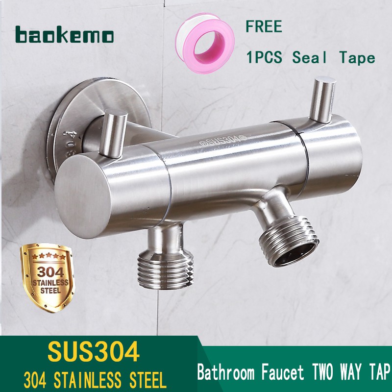304 stainless steel double faucet multi-functional faucet one in two ...