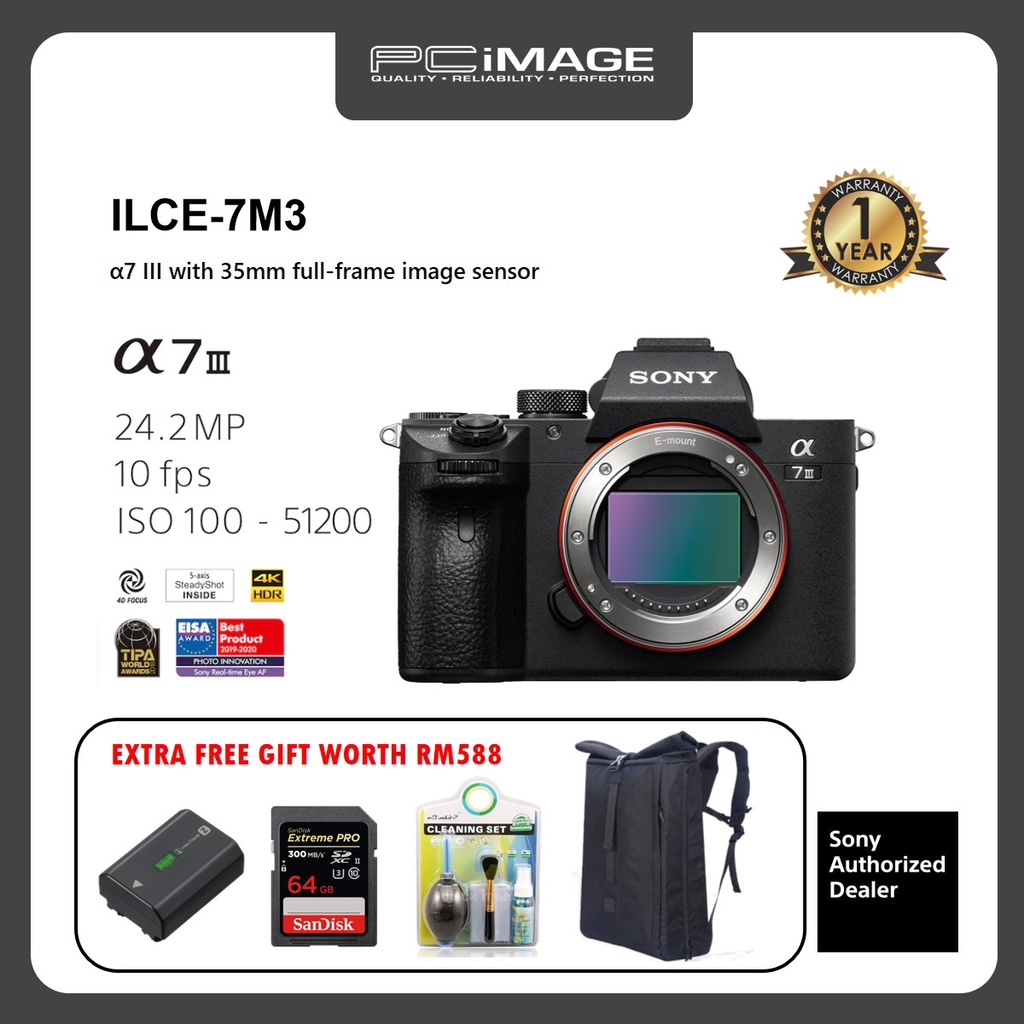Sony A7III A7 III A7 Mark 3 A7M3 Body Only + Kit Set (Free 64GB Card + Original Battery) Sony ...