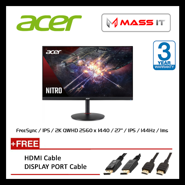 ACER Nitro XV272U P XV272UP 27" 2K 144Hz 1ms IPS WQHD FreeSync G-Sync ...