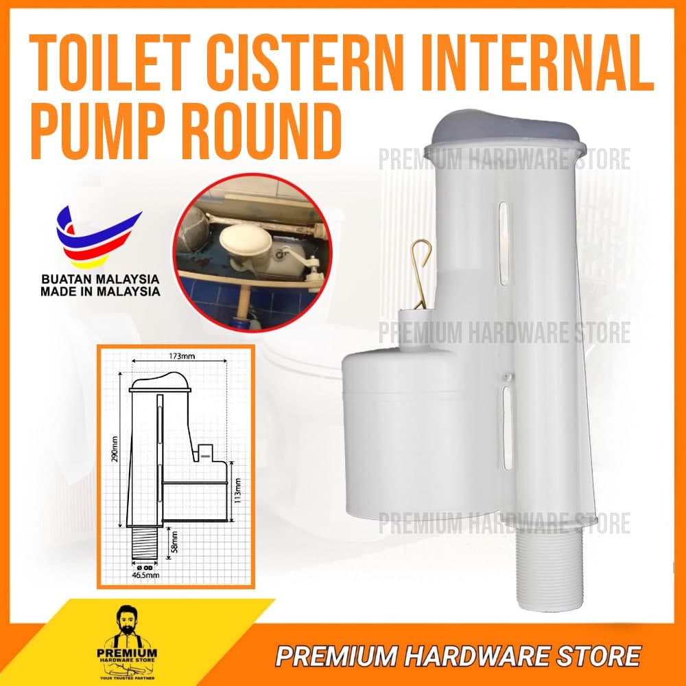 ROUND CISTERN INTERNAL PUMP / PVC REPLACEMENT TOILET CISTERN SIPHON LOW ...
