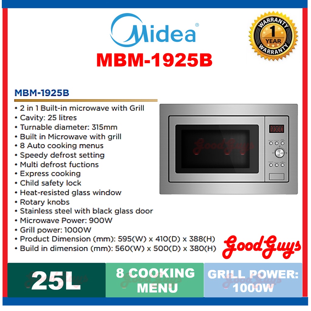 [Seller's Own Fleet] Midea MBM-1925B 25L Built In Microwave Oven with ...