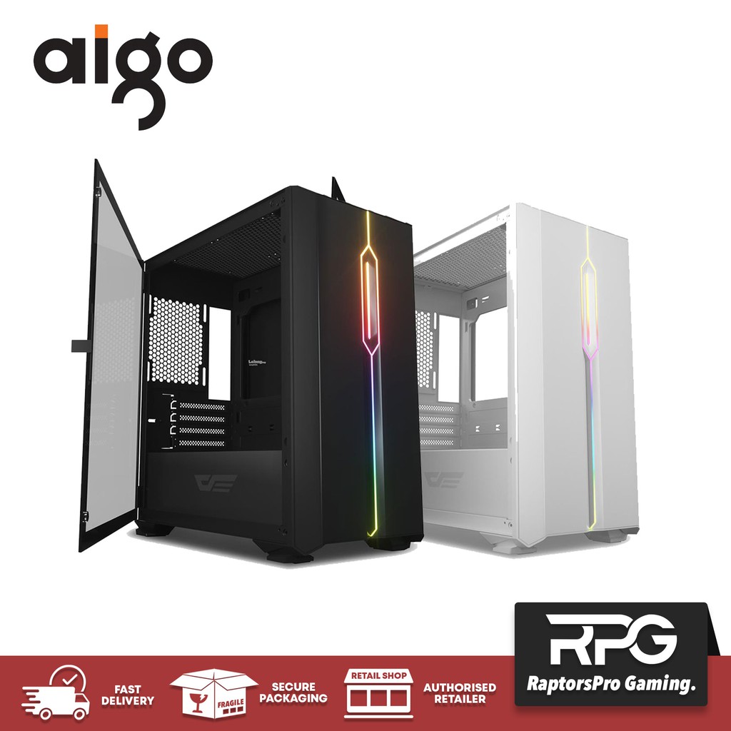 (READY STOCK) AIGO DLM23 WHITE / BLACK CASE M-ATX DEKSTOP GAMING RGB ...