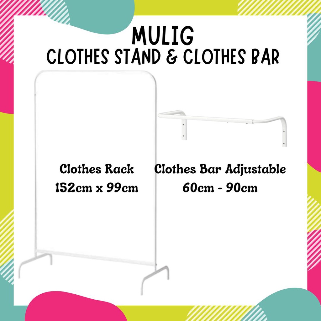 MULIG Clothes rack, white 99x152 cm | Clothes bar, Adjustable white 60 ...