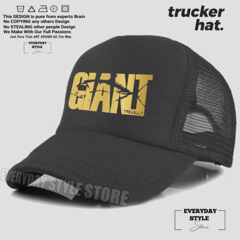 Giant Travelly Trucker Mesh Hat Giant Travelly GT Gold Fishing Hat ...