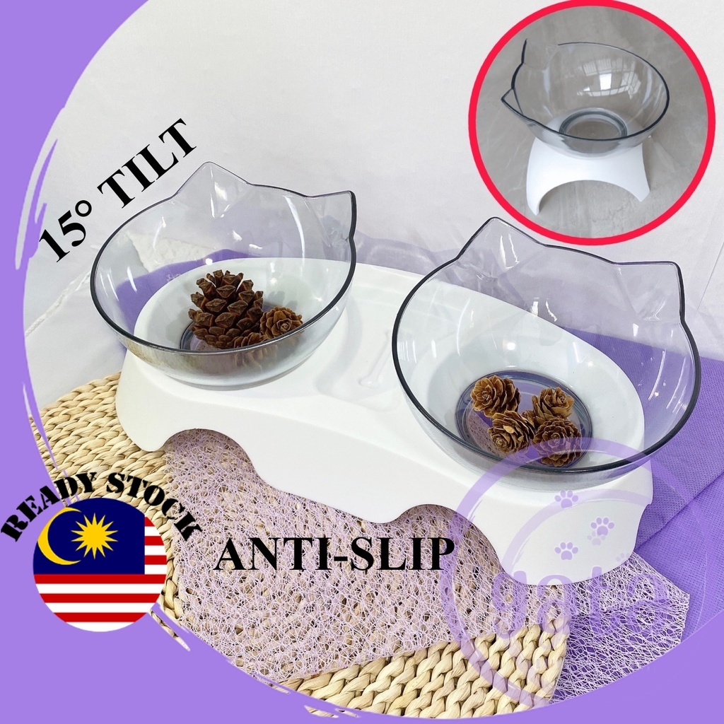 GATA Cat Food Bowl Pet Feeder Cat Accessories 15̊ Tilt Single Double ...