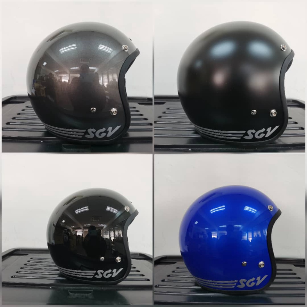HELMET SGV 62 COLOUR MATT GREY/CANDY BLUE/MATT BLACK/RED | Shopee Malaysia