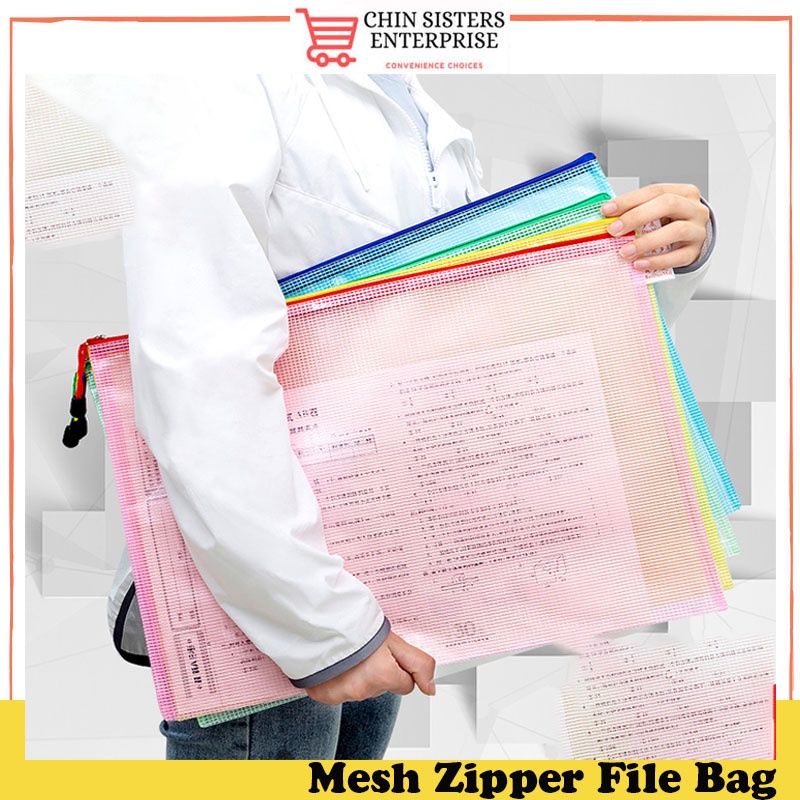 [5pcs/set]A3/B4/A4/A5 Mesh Zipper File Bag Bill Waterproof Transparent ...