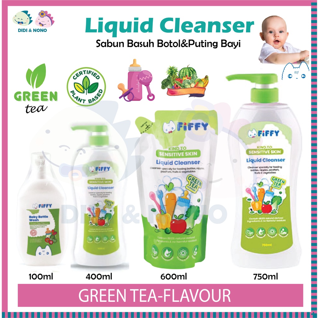 FIFFY Baby Bottle Wash Liquid Cleanser 400ml 600ml 750mlv(Green Tea Flavour) Sabun Pencuci Botol ...