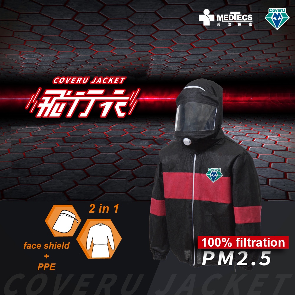 [READY STOCK] COVER U [BLACK RED] PPE Coverall Jacket Protection from ...