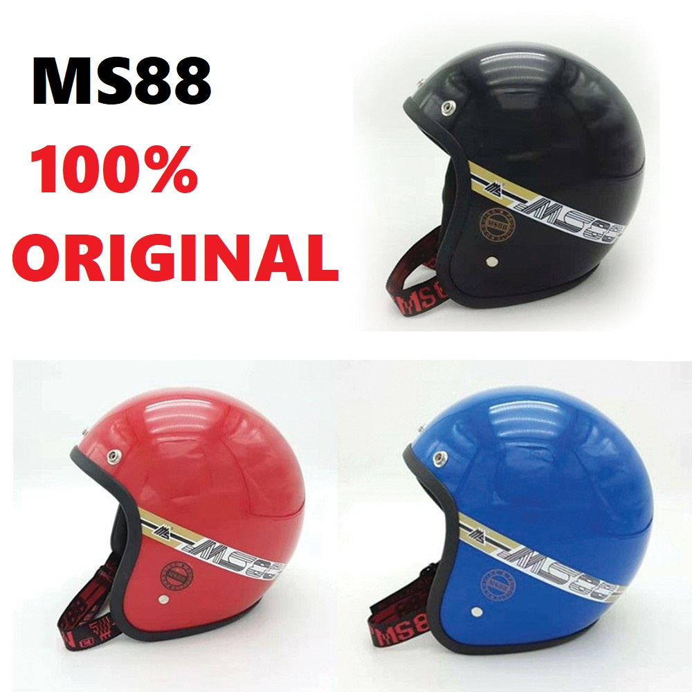HELMET MS88 100% ORIGINAL (TALI TULISAN MERAH) SIRIM APPROVAL | Shopee ...