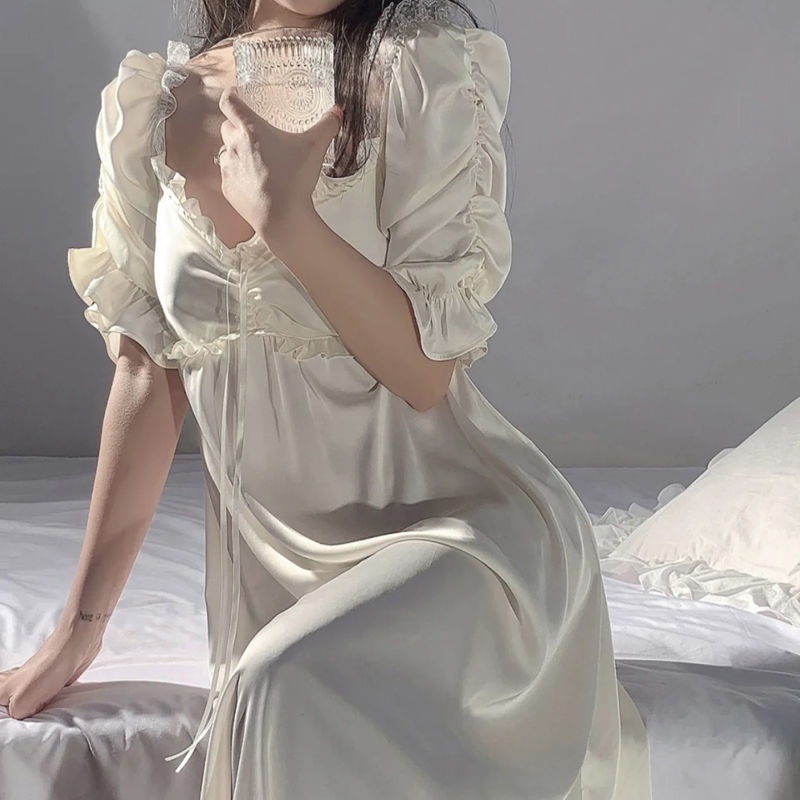 Antique Style Chinese lace Hanfu Nightdress Women Tube Top Square Neck ...