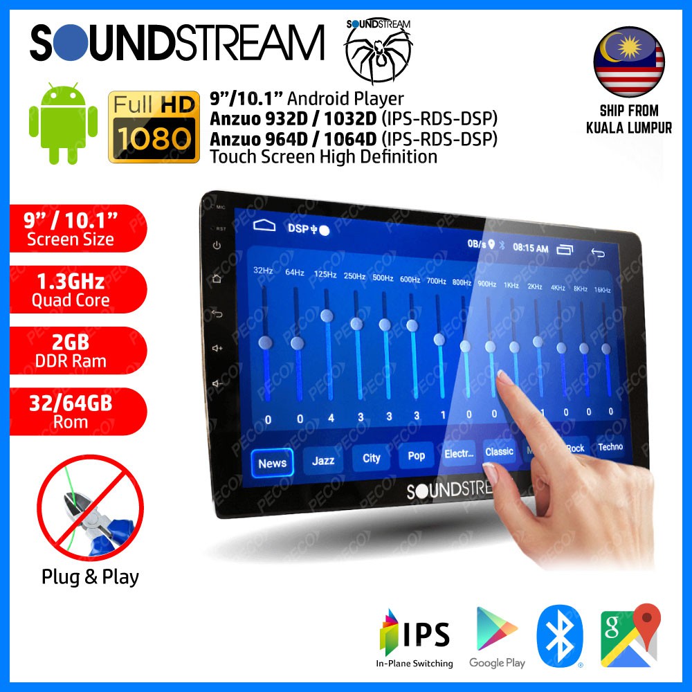 Soundstream 9” / 10.1” IPS Touch Screen High Definition Android Car ...