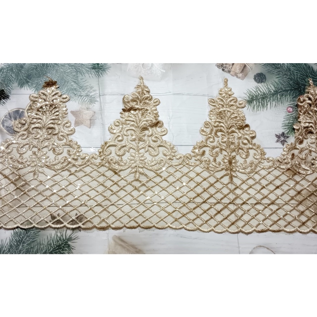 Border Lace Sequins, Lace Meter Lace Pengantin Tinggi 27.5cm ,Fabric ...