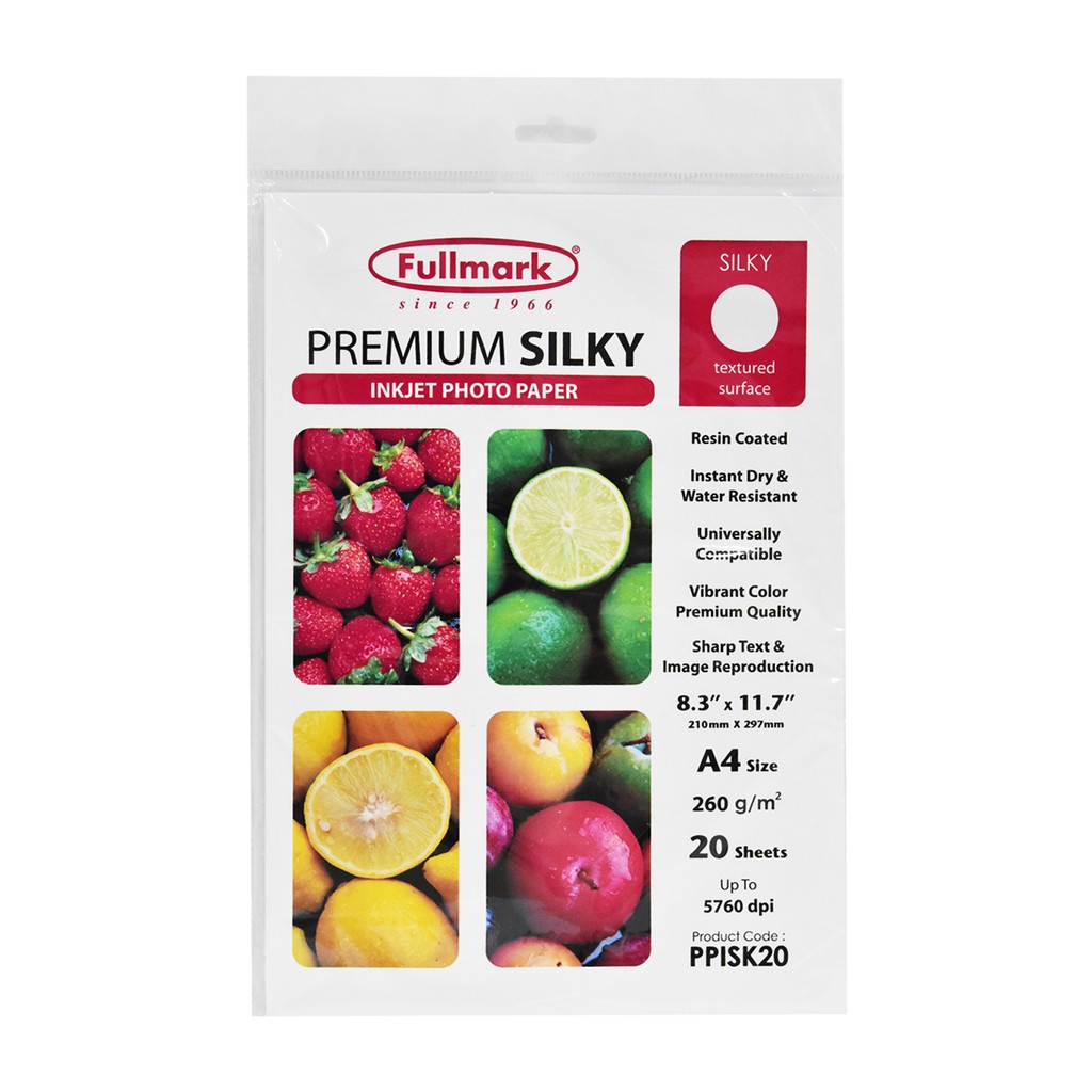 Fullmark A4 Photo Paper Premium Silky Inkjet 260gsm - 20 sheets / pack ...