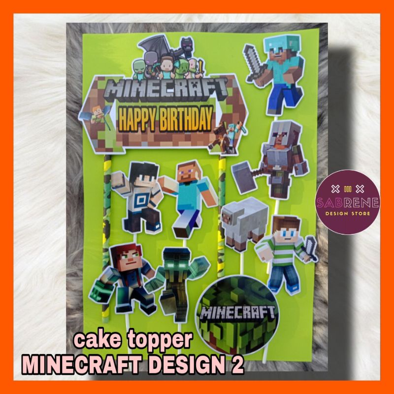MINECRAFT DESIGN 2 CAKE TOPPER READY STOCK | Shopee Malaysia