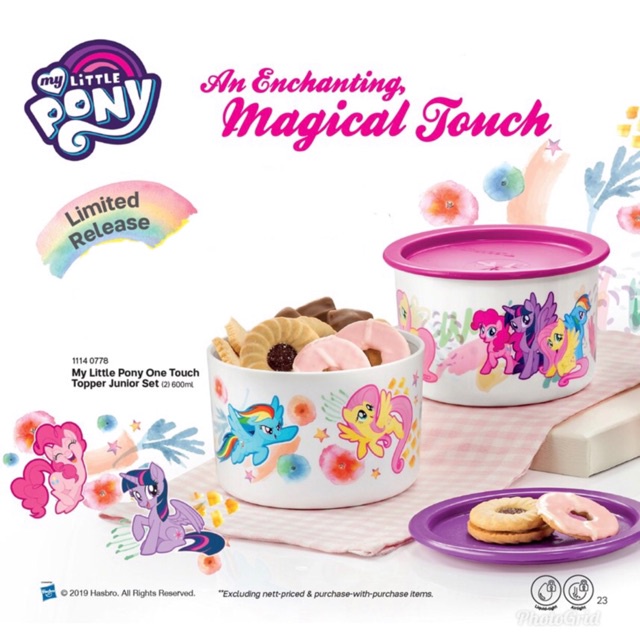 ( LIMITED ) Tupperware My Little Pony One Touch Topper Junior 600ml Set ...