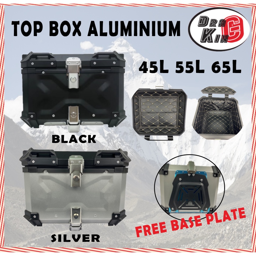READY STOCK MOTORCYCLE TOP BOX ALUMINIUM PREMIUM X-DESIGN ALUMINIUM KOTAK MOTOCYCLE BLACK SILVER ...