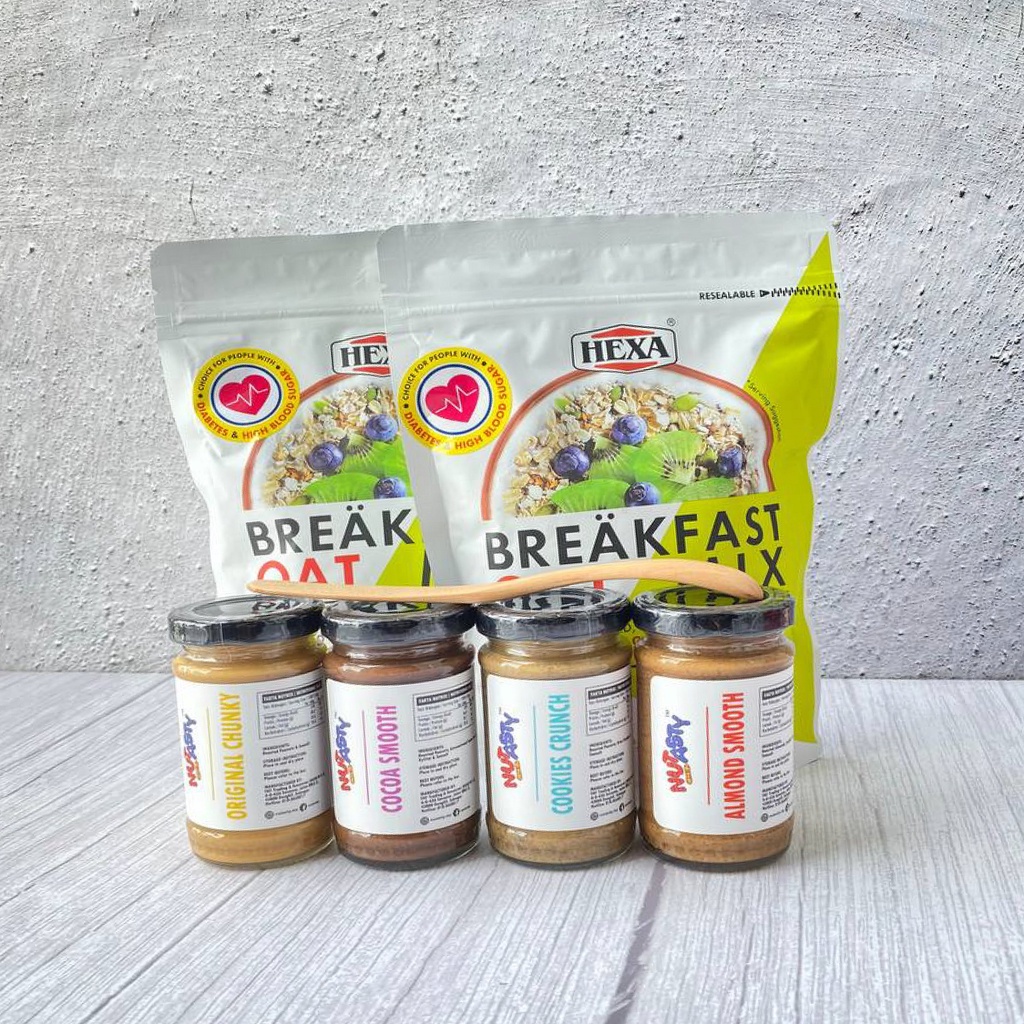 HEXA Vegetarian Power Breakfast Set Breakfast Oat Mix Almond Butter ...