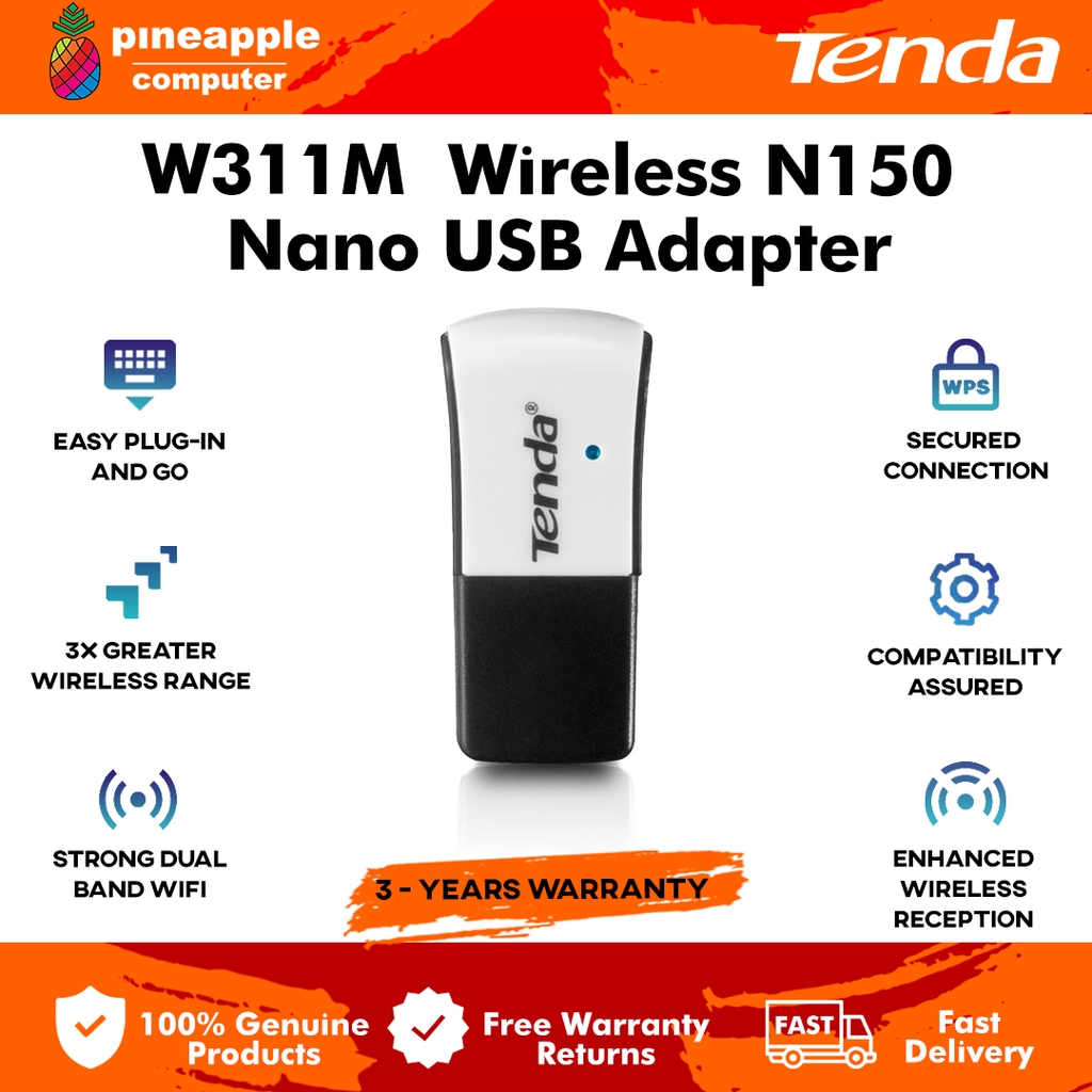 TENDA W311M Mini Size USB Wireless N WiFi Adapter with Soft AP | Shopee ...