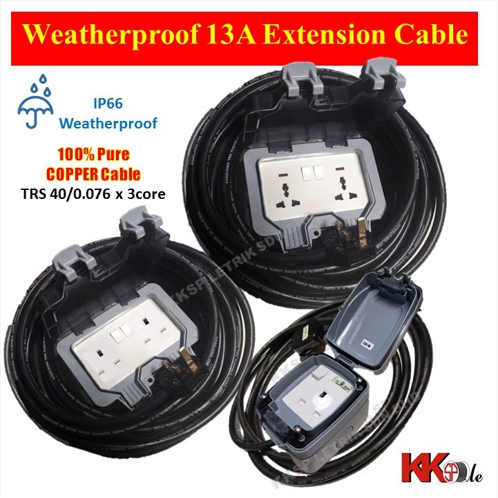 Heavy Duty Weatherproof Extension cable wire with IP66 Weatherproof 13A ...