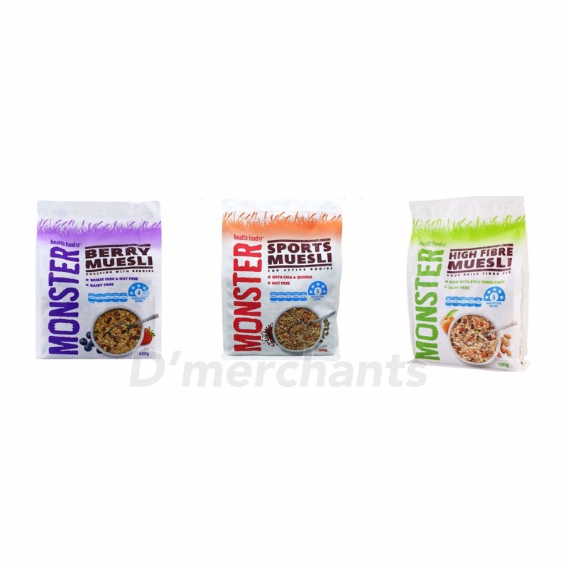 Australia MONSTER MUESLI Sport / High Fiber / Tropical / Berry | 600 ...