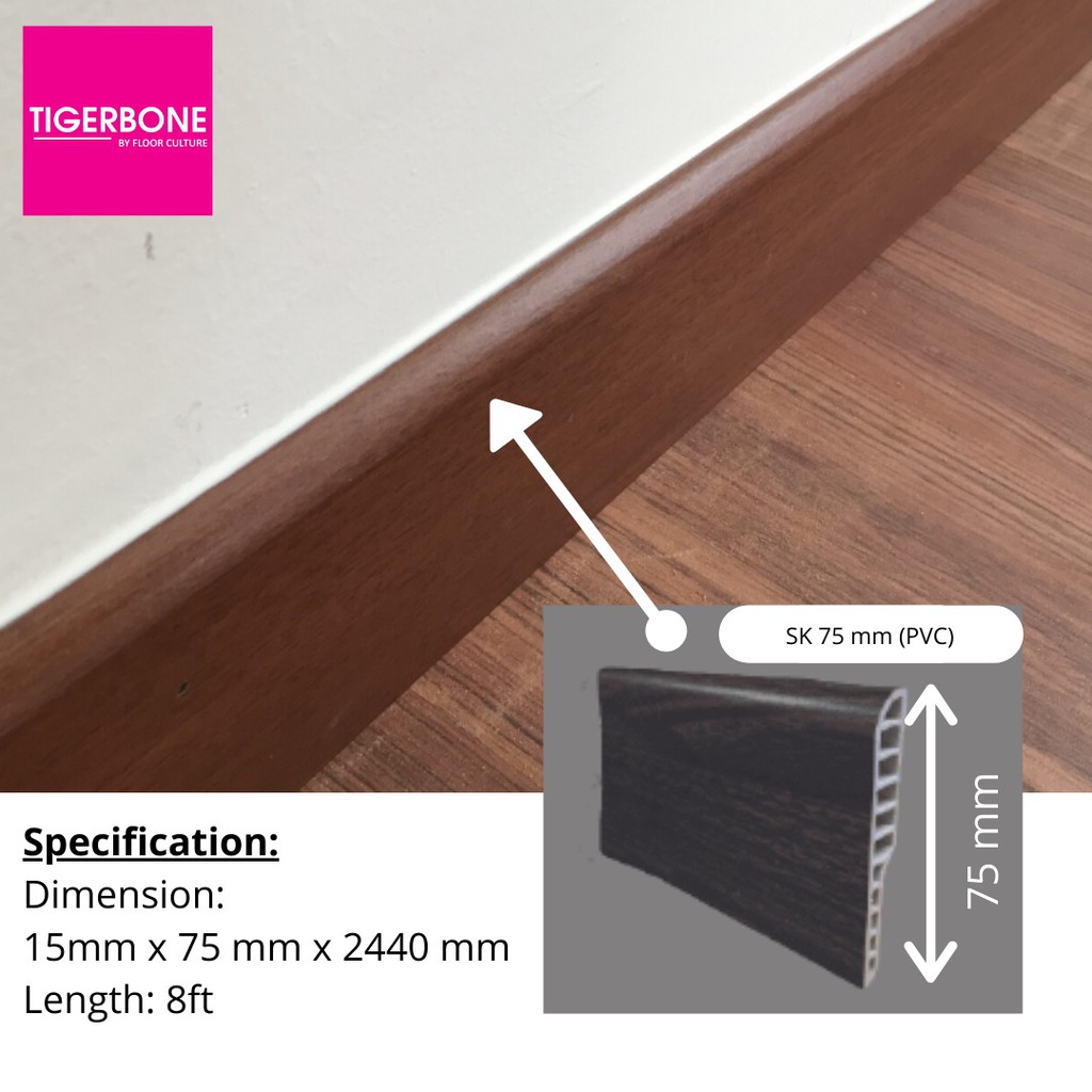 PVC Skirting 75mm (Flooring)-CUT HALF x 2 PCS | Shopee Malaysia