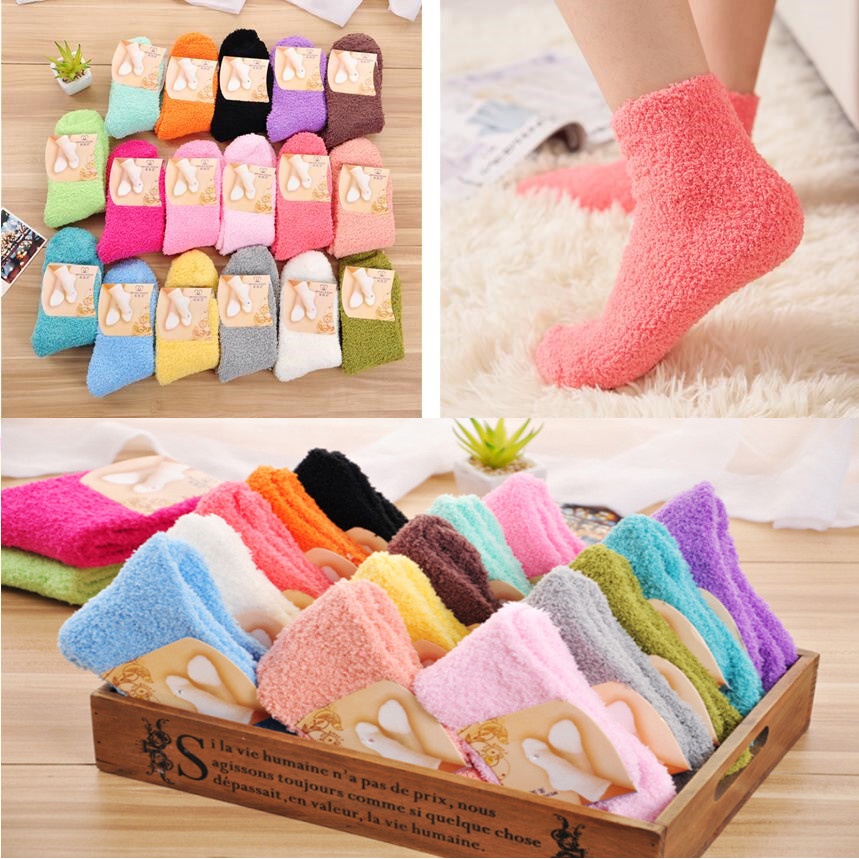 Colorful Soft Sleeping Sock Winter Microfiber Sock Warm Fuzzy Fluffy ...