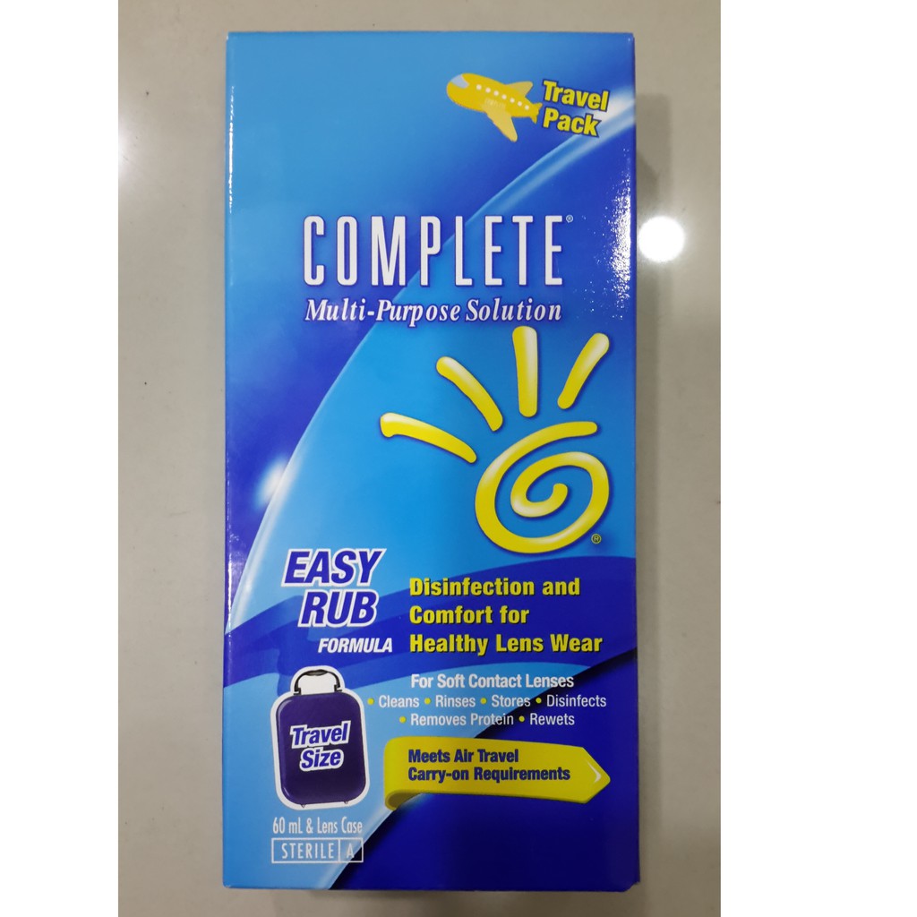 COMPLETE MULTI-PURPOSE SOLUTION EASY RUB TRAVEL PACK 60ML & LENS CASE ...
