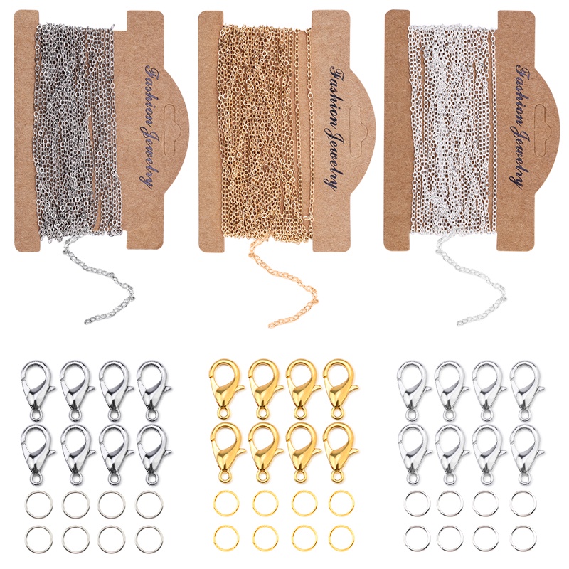 1.5mm/2.0mm Copper Link Cable Chain Kit with 10 Lobster Clasps and 20 ...