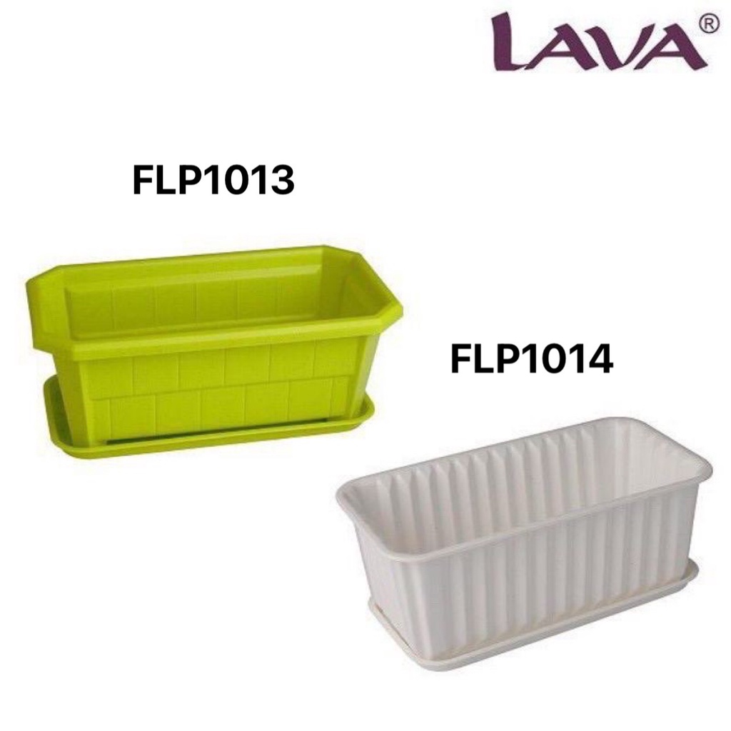 Lava FLP1013/FLP1014 White Green Colour Rectangular Long Flower Pot ...