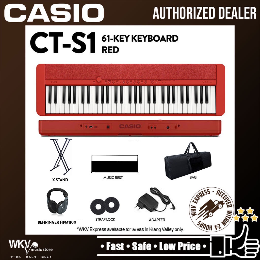 Casio CT-S1 61-key Portable Keyboard Digital Keyboard - Red (CTS1 / CT ...