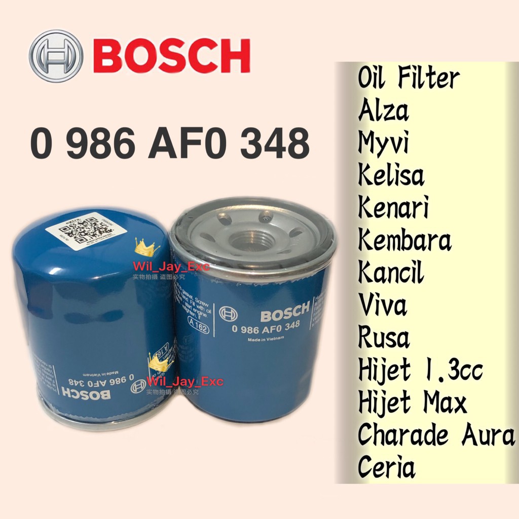 Ready stock BOSCH 348 OIL FILTER ALZA ,KELISA, KENARI ,KEMBARA, KANCIL ...