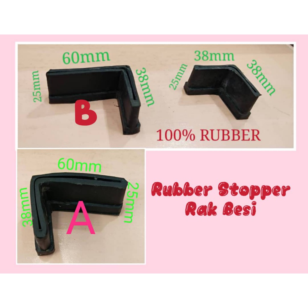 Rubber Stopper Base Rak Besi / Slotted Angle Bar Tapak Getah 38MM*38MM ...