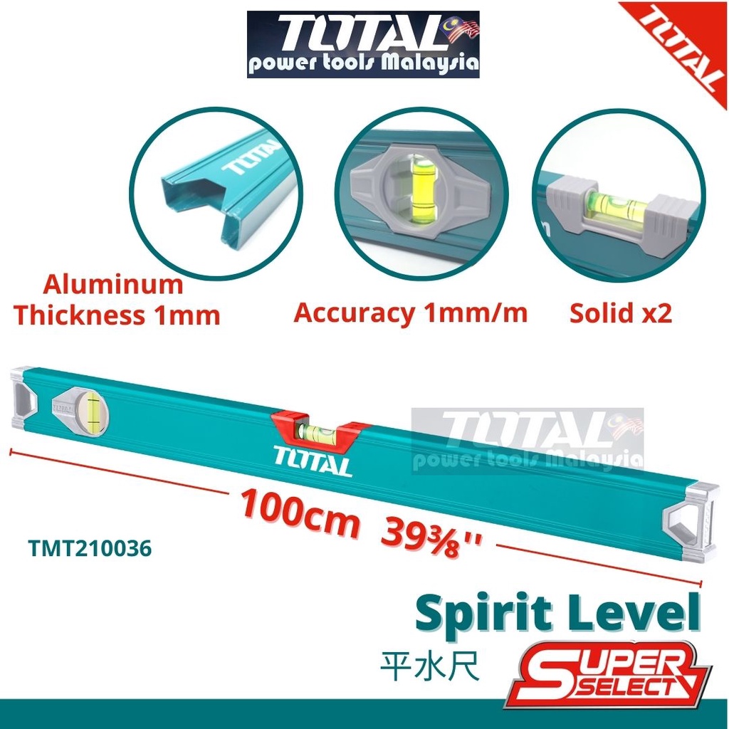 TOTAL Spirit Level 100cm ( 39⅜'' ) 平水尺 - TMT210036 | Shopee Malaysia