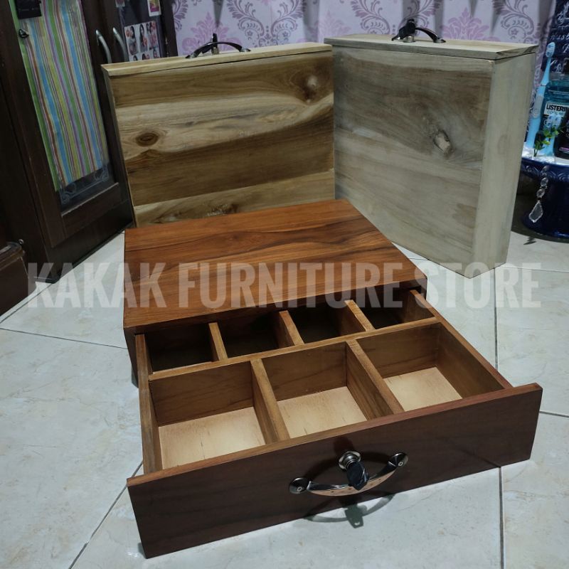 KAYU TPK Teak Wood Portable Money Drawer 7 compartments uk 42 x 35 x 10 ...
