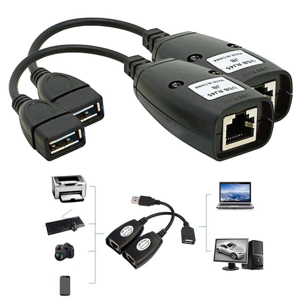 USB-RJXT USB Extension Extender To 15m USB 2.0 Male To Female CAT6 CAT5 ...