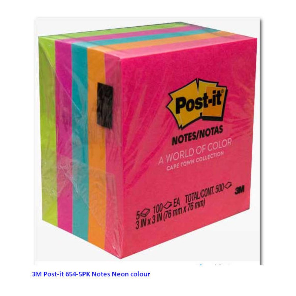 Post it/Stick Note Color - Colorful 654 Brand 3M (Content 5 Pads ...