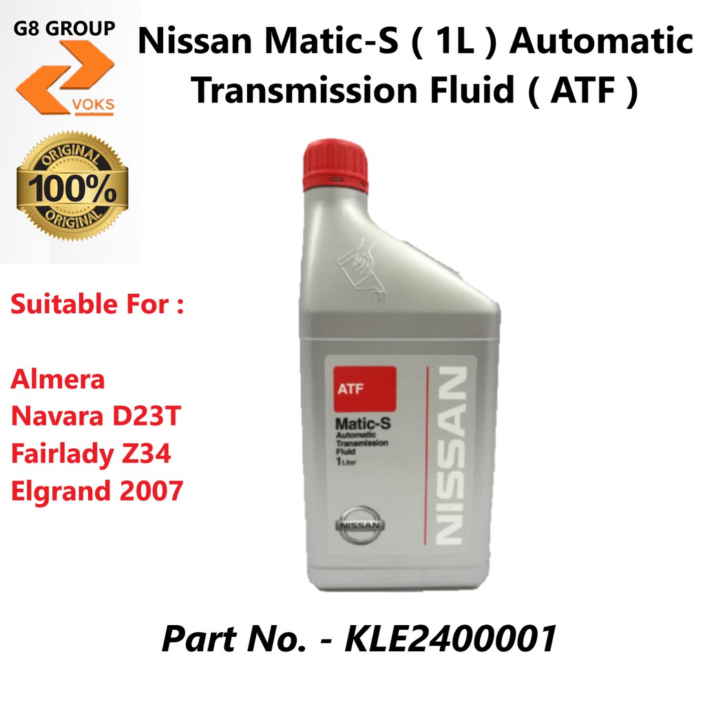 Nissan Genuine Auto Transmission Fluid - Matic S ( 1L ) - KLE2400001 ...