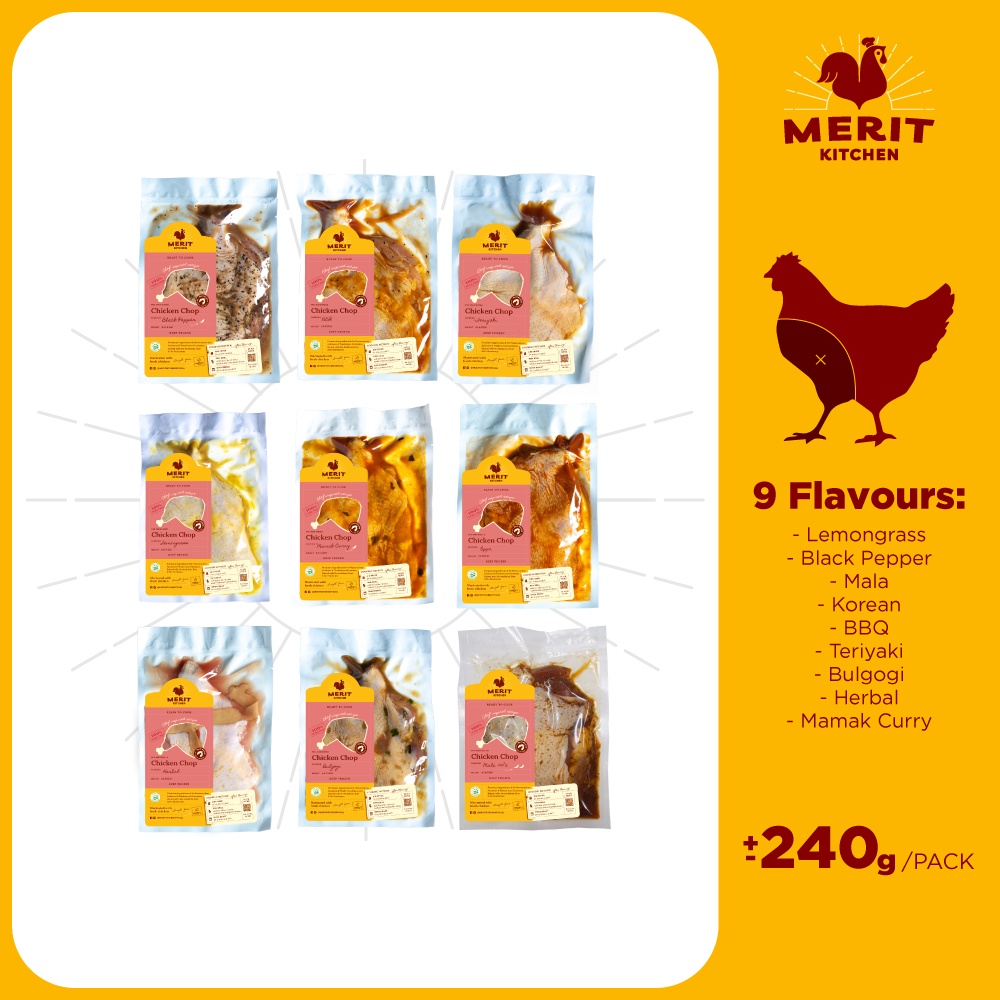 [Ready-to-Cook] Merit Kitchen EM Marinated Chicken Chop | 9 Flavors | ± ...