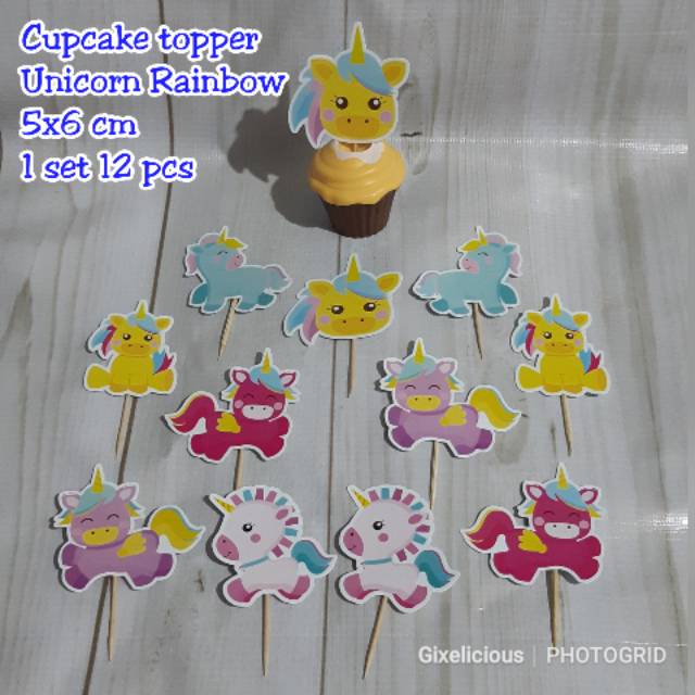 Rainbow Unicorn Cupcake Topper Shopee Malaysia