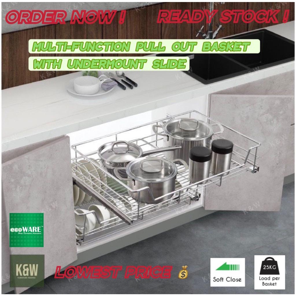 READY STOCK! (Chrome) Double Multi-Function Pull Out Basket With ...