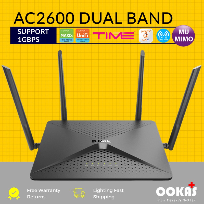 D-Link AC2600 DIR-882 EXO MU-MIMO Dual Band Gigabit Wireless WiFi Router Unifi Turbo MAXIS Fibre ...